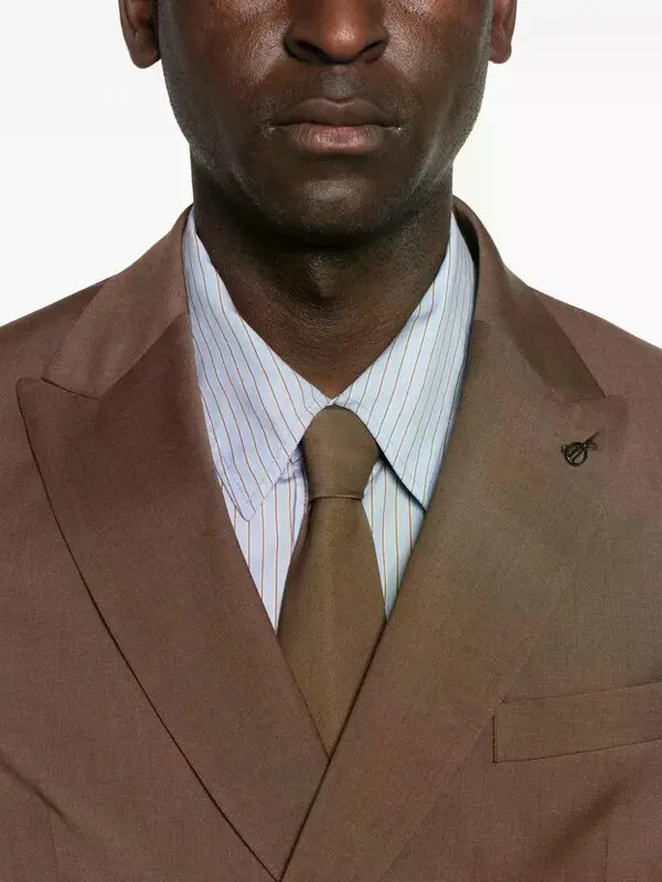 PAOLONI Double-breasted Peaked-lapel Suit - Brown