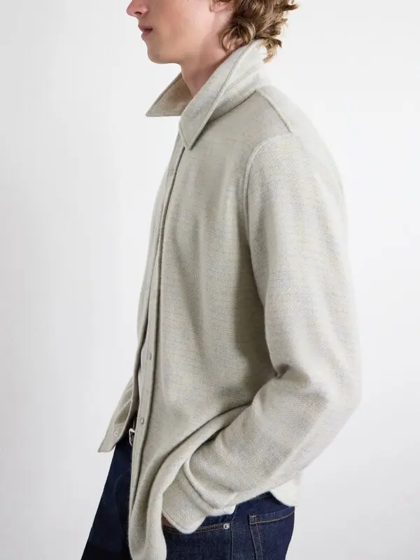 GOD'S TRUE CASHMERE Pearlescente Ombre Checked Cashmere Shirt