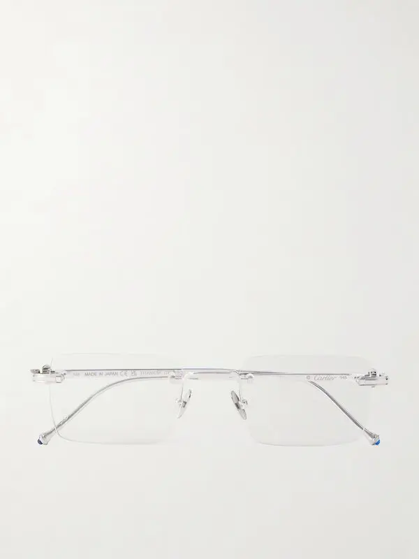 CARTIER Pasha De Rectangular-frame Rimless Eyeglasses - Silver