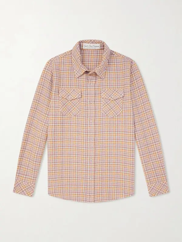 GOD'S TRUE CASHMERE Midnight Rose Checked Cashmere Shirt - Orange