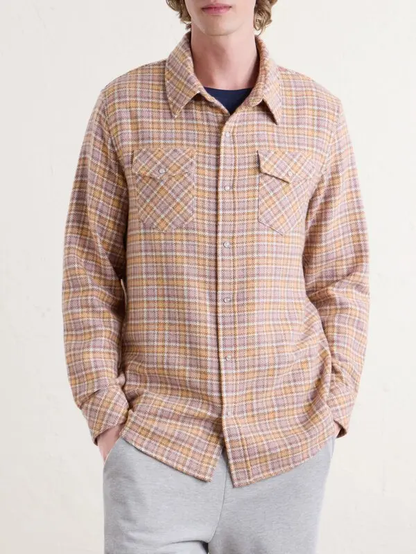 GOD'S TRUE CASHMERE Midnight Rose Checked Cashmere Shirt - Orange