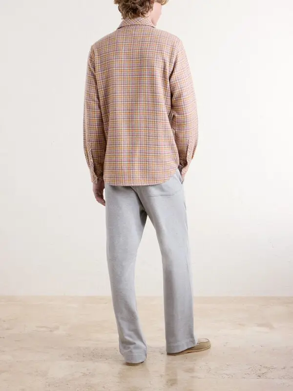 GOD'S TRUE CASHMERE Midnight Rose Checked Cashmere Shirt - Orange