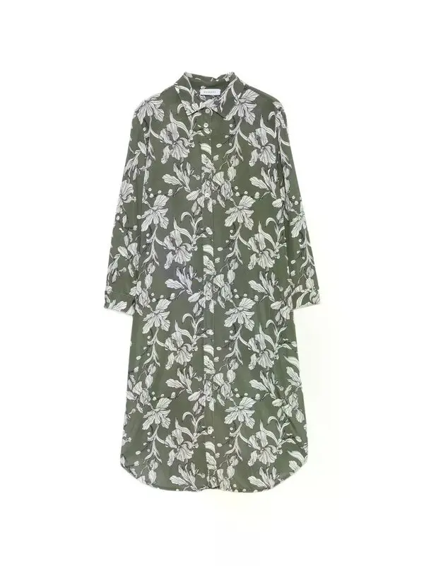 ROSSO 35 Floral Print Midi Shirt Dress