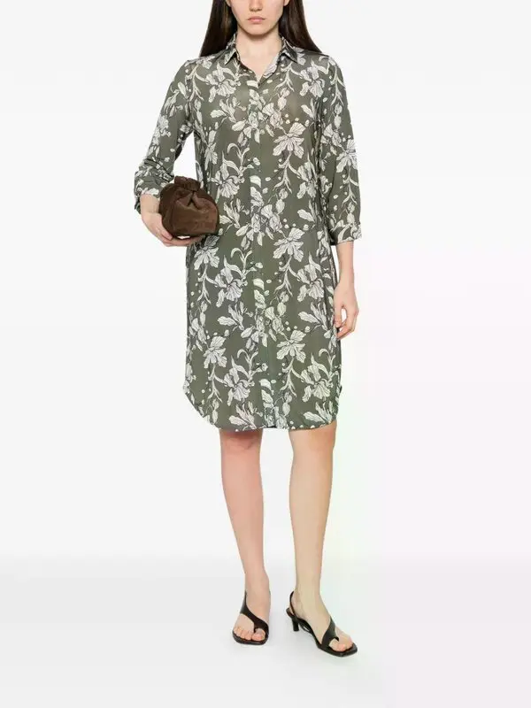 ROSSO 35 Floral Print Midi Shirt Dress