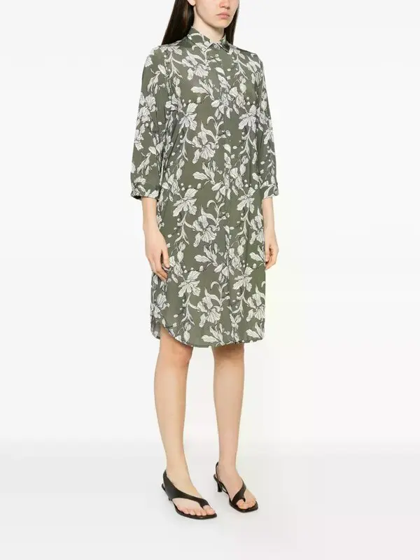 ROSSO 35 Floral Print Midi Shirt Dress