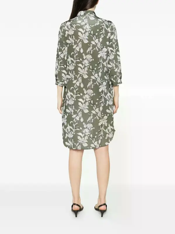 ROSSO 35 Floral Print Midi Shirt Dress