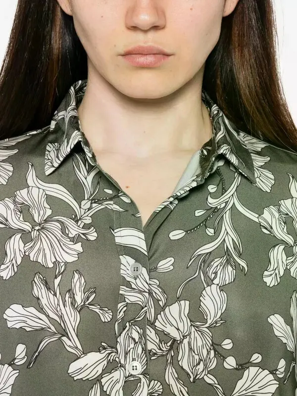 ROSSO 35 Floral Print Midi Shirt Dress