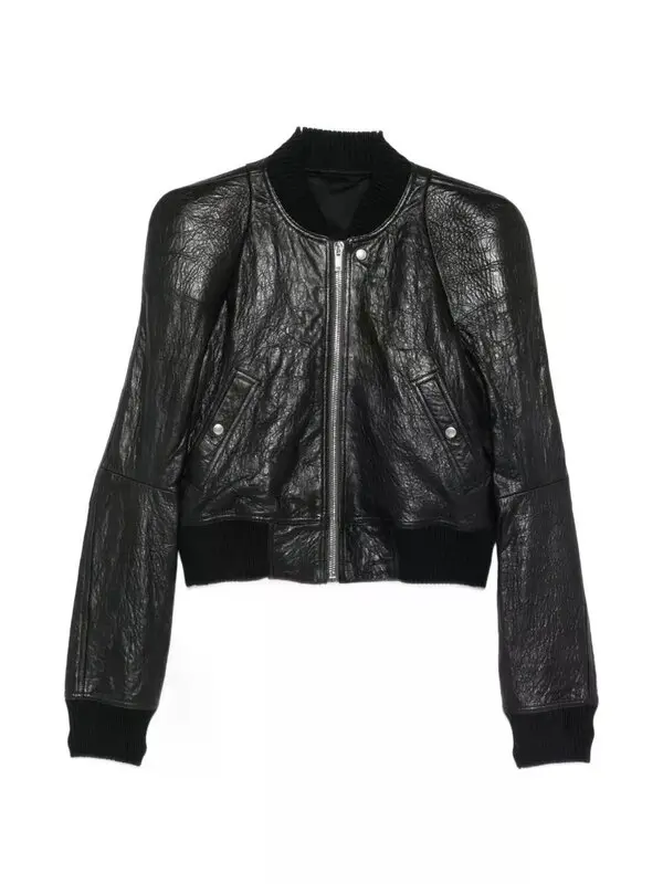 Rick Owens Structured Shoulder Leather Bomber Jacket - Black