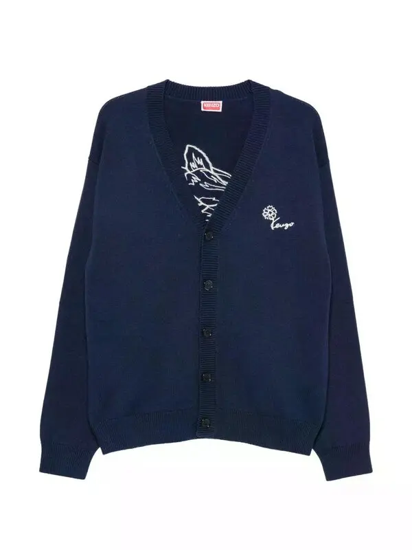 Kenzo Floral Embroidered V-neck Cardigan