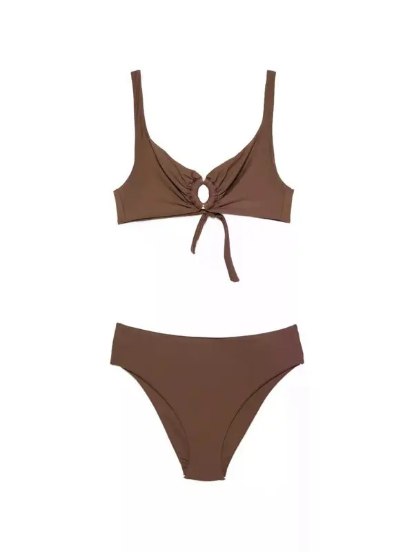 FISICO Coffee Ring Detail Tie-fastening Bikini - Brown