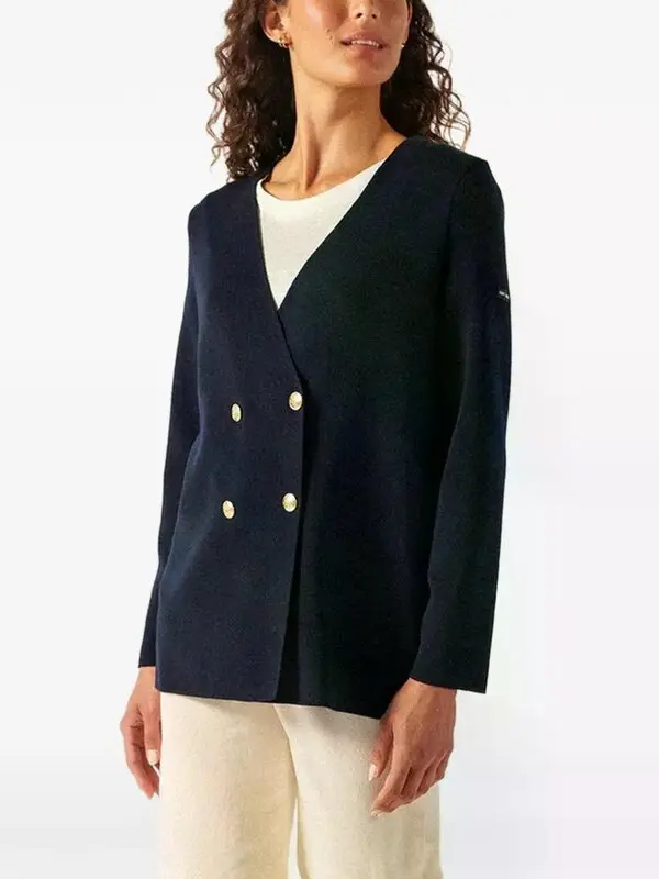 Saint James Navy Double-breasted Cardigan