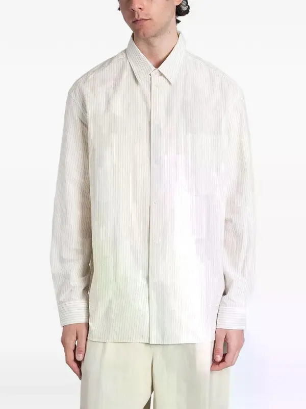 Maison Kitsuné Striped Oversized Cotton Shirt - Neutrals
