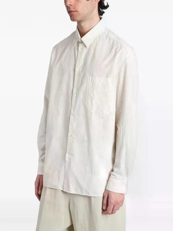 Maison Kitsuné Striped Oversized Cotton Shirt - Neutrals