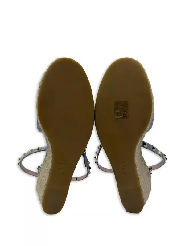 Valentino Garavani Rockstud Espadrille Wedge Pumps - Grey
