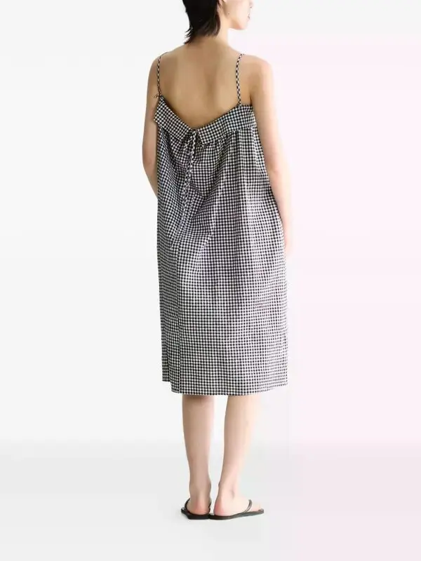 BELLEROSE Gingham Check Square Neck Spaghetti Strap Dress