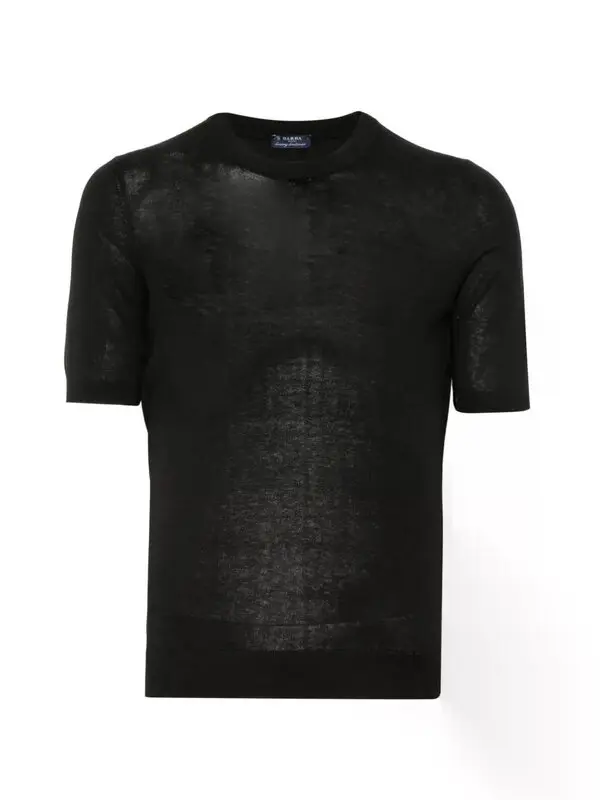 BARBA NAPOLI Short Sleeve Crew Neck Fine Knit Sweater