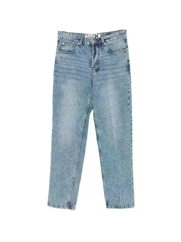 John Richmond Logo Embroidered Acid Wash Jeans - Blue