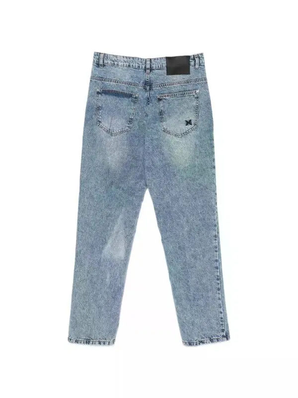 John Richmond Logo Embroidered Acid Wash Jeans - Blue