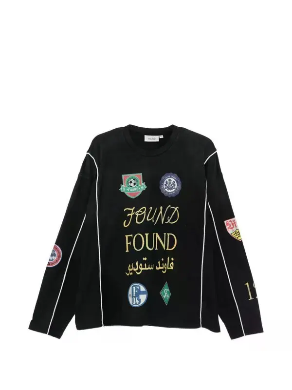 FOUND Patch Detail Contrast Piping Crew Neck Sweater