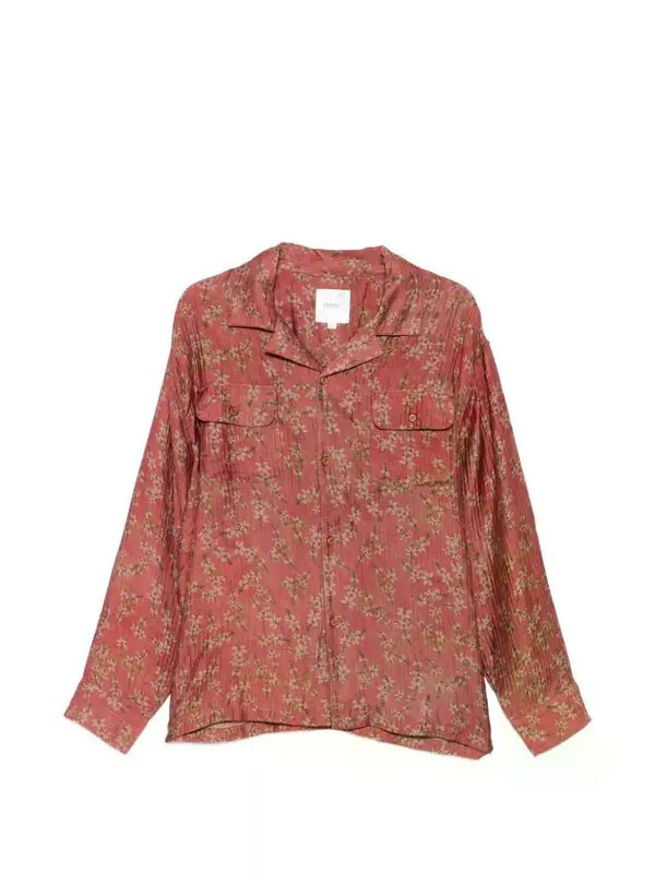 FOUND Floral-print Crinkled Shirt - Pink