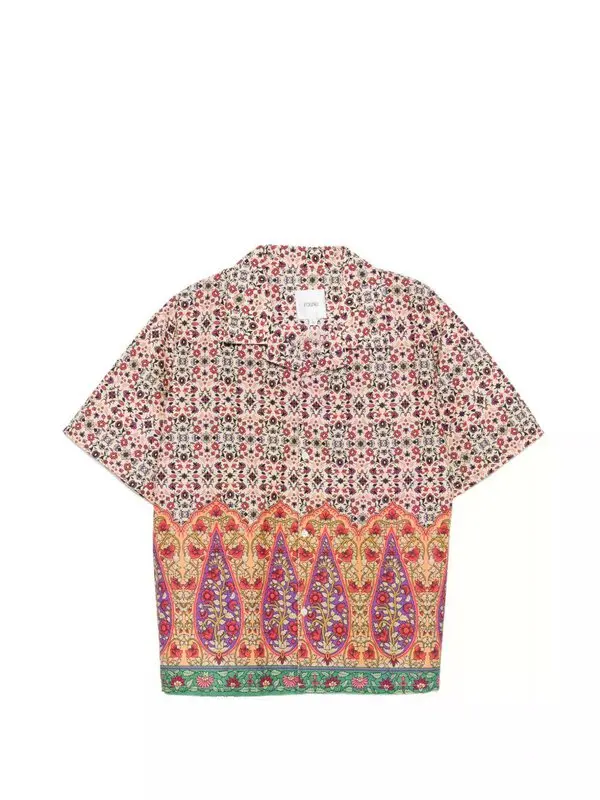 FOUND Paisley-print Short-sleeve Shirt - Neutrals