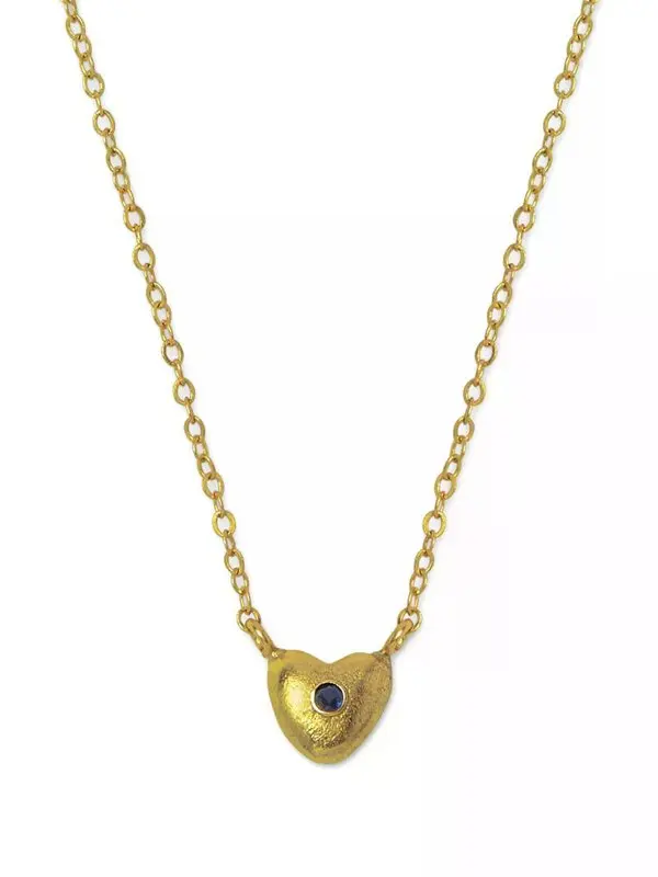 OTTOMAN HANDS Plated Heart Pendant Necklace With Blue Cubic Zirconia - Gold