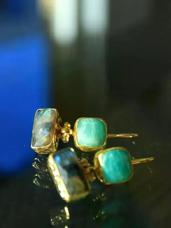 OTTOMAN HANDS Nerissa Labradorite And Chalcedony Drop Earrings - Gold
