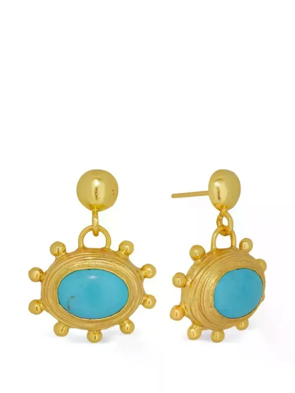 OTTOMAN HANDS Plated Turquoise Drop Earrings - Gold