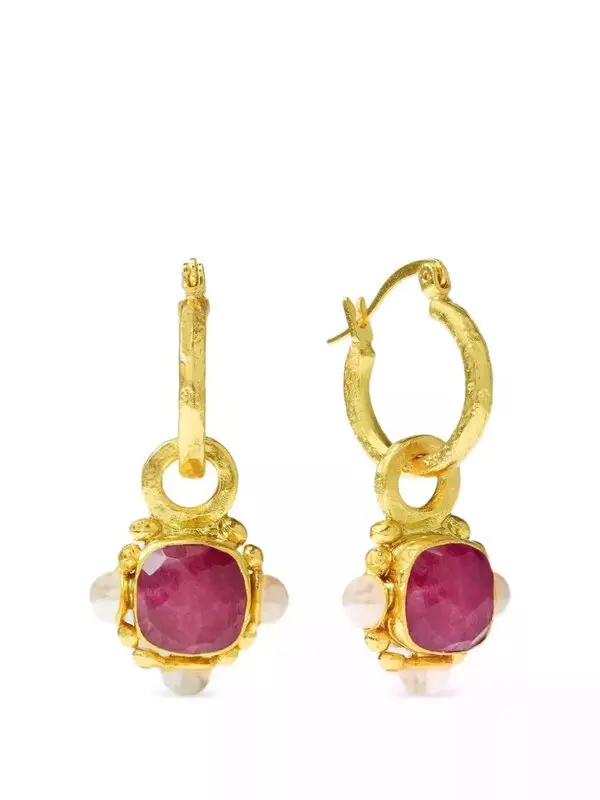 OTTOMAN HANDS Esther Ruby Pearl Drop Earrings - Gold