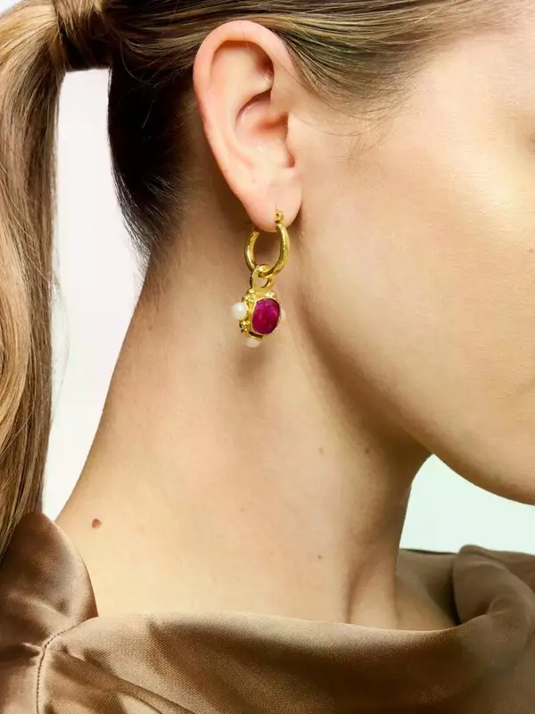 OTTOMAN HANDS Esther Ruby Pearl Drop Earrings