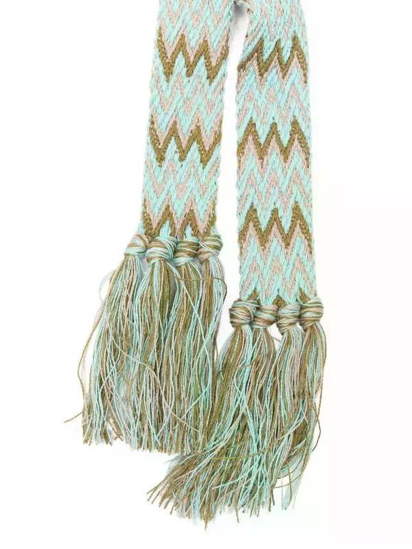 PIERRE-LOUIS MASCIA Zigzag-knit Tassel Detail Belt - Neutrals