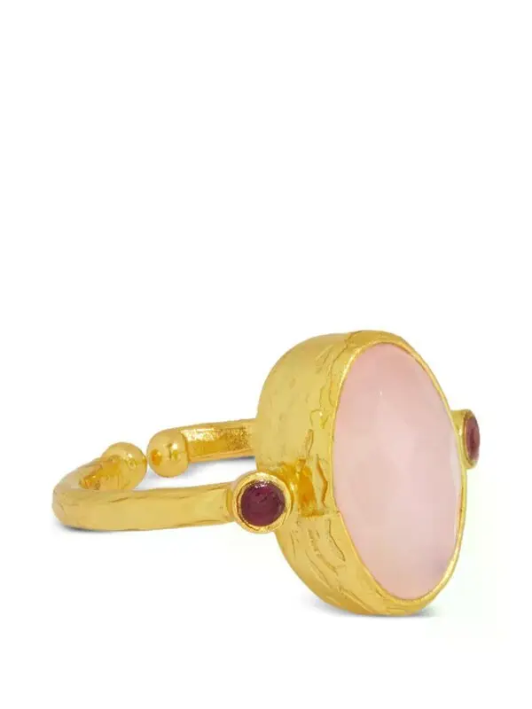 OTTOMAN HANDS Lucia Rose Quartz And Ruby Ring - Gold