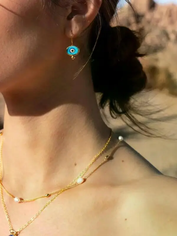 OTTOMAN HANDS Alara Evil Eye Drop Earrings