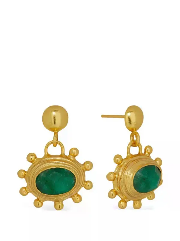 OTTOMAN HANDS Emerald Zand Drop Earrings - Gold