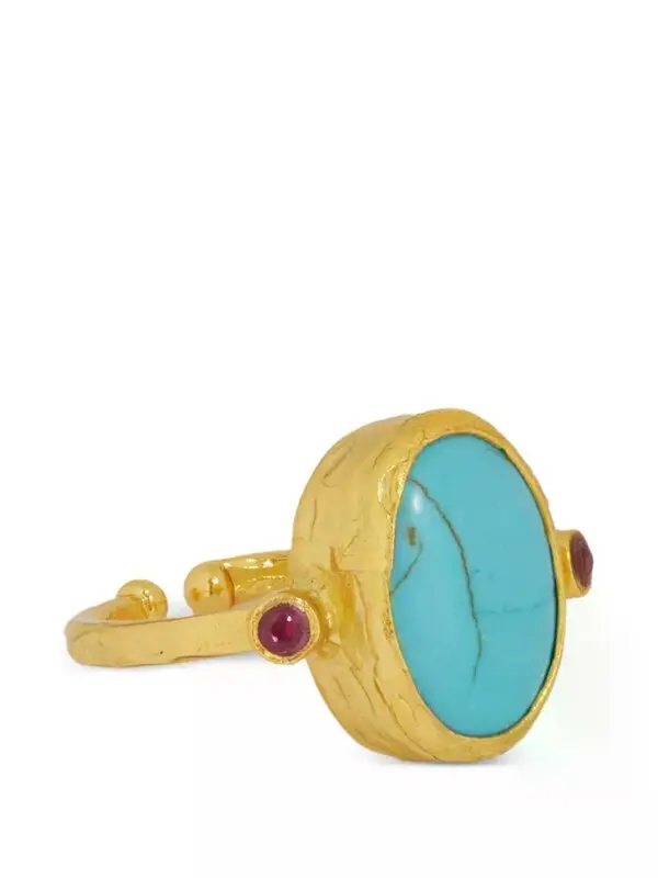 OTTOMAN HANDS Lucia Turquoise Cocktail Ring - Gold
