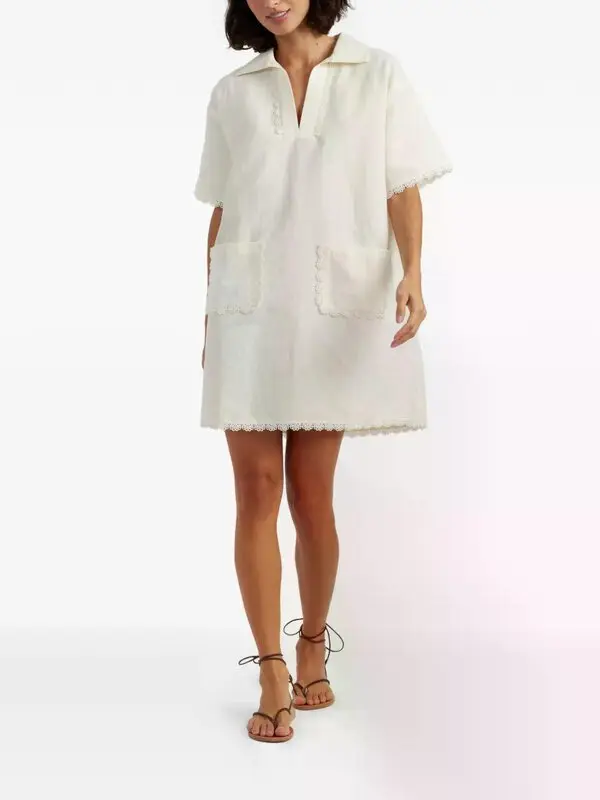Chinti & Parker Lace Trim Mini Dress - White