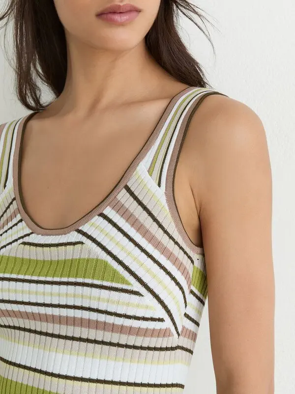 REISS Nina Striped Rib-knit Vest - White/green