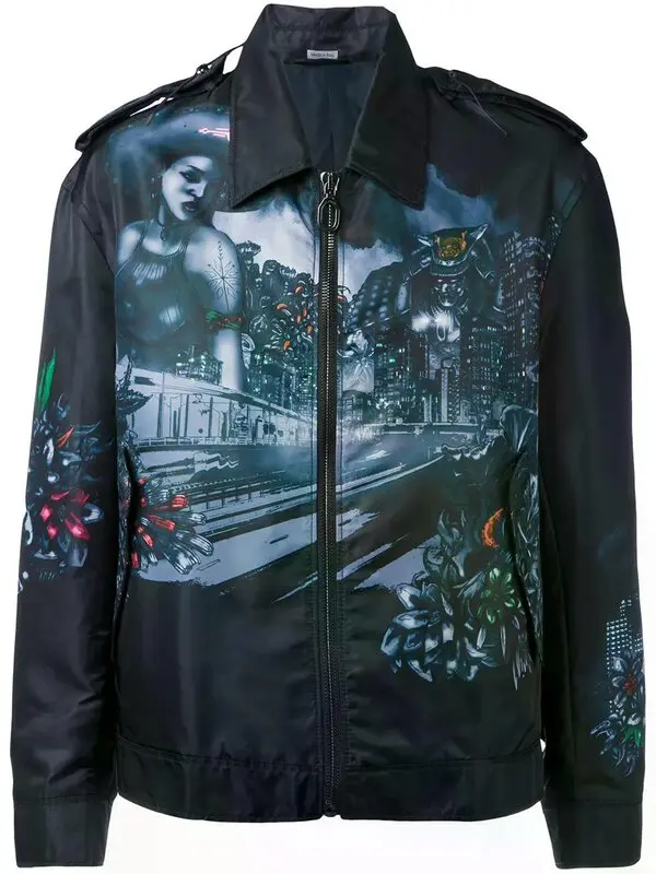 LANVIN Lonely Town Printed Bomber Jacket - Black