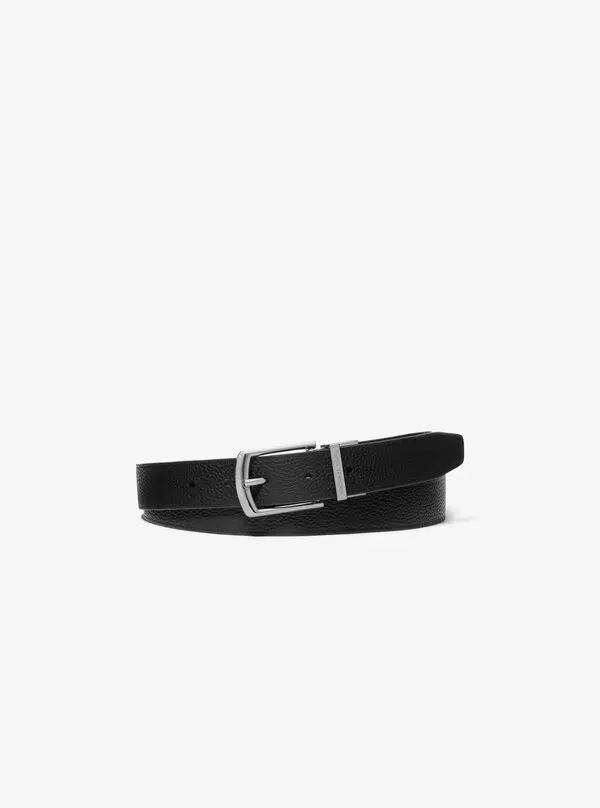 Michael Kors Reversible Leather Belt With Gunmetal Buckle - Black