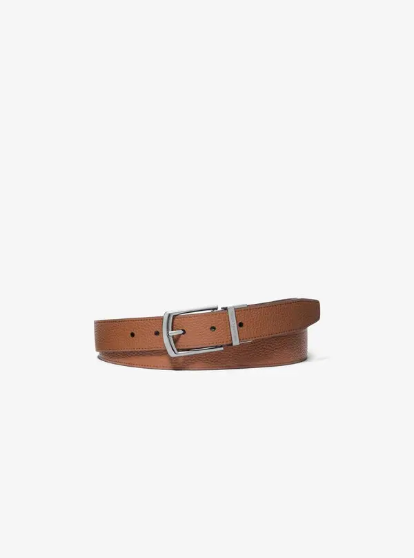 Michael Kors Reversible Leather Belt With Gunmetal Buckle - Brown