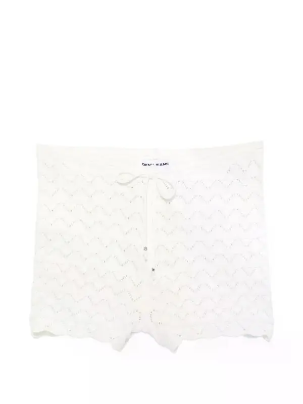 Dkny Drawstring Shorts With Scalloped Hem - White