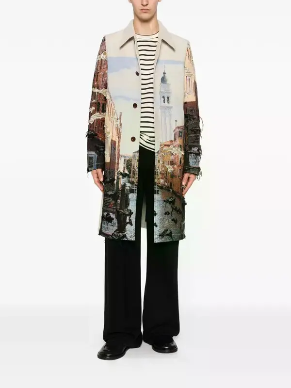 Junya Watanabe Tapestry Frayed Coat