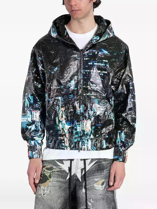 A BATHING APE All-over Print Zip-up Hooded Jacket