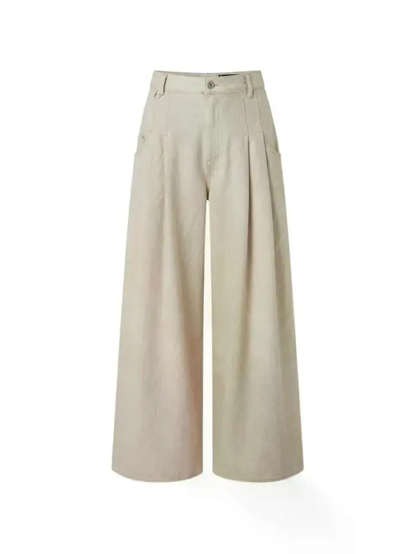Jacquemus Light Beige Pleated Wide-leg Jeans