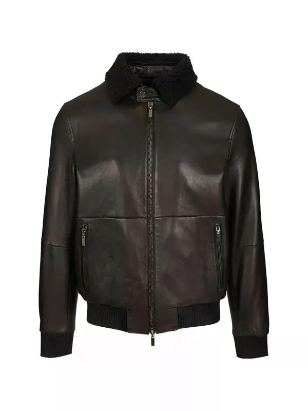 AL DUCA D’AOSTA 1902 Leather Bomber Jacket With Shearling Collar