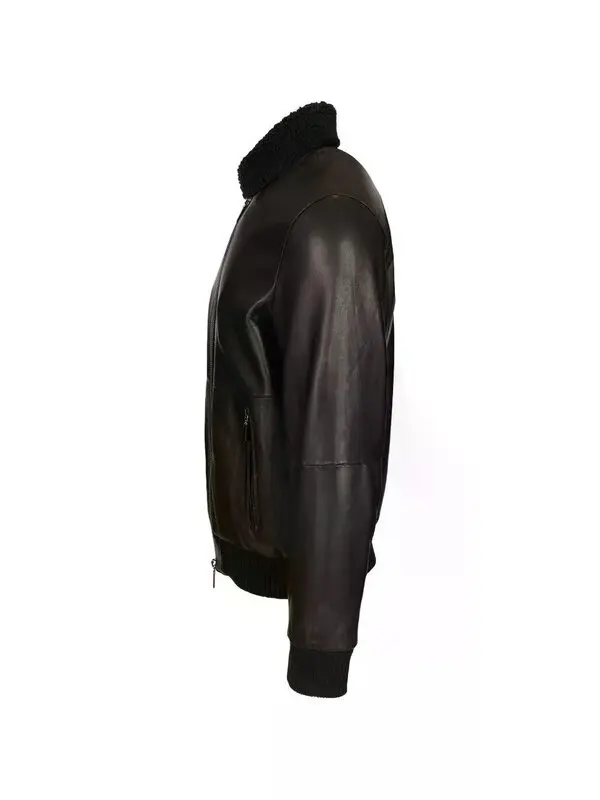 AL DUCA D’AOSTA 1902 Leather Bomber Jacket With Shearling Collar