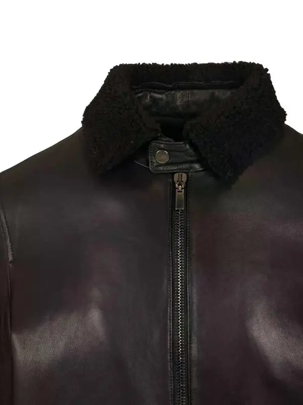 AL DUCA D’AOSTA 1902 Leather Bomber Jacket With Shearling Collar