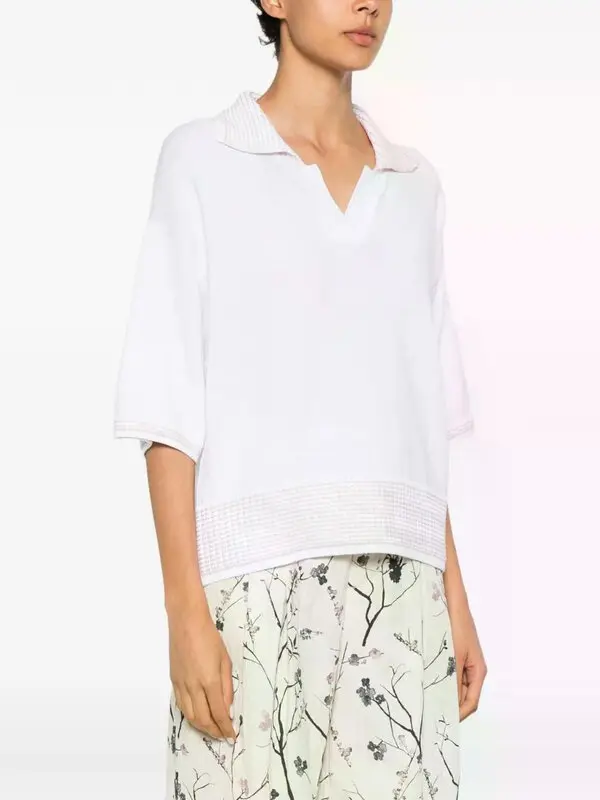 Fedeli Gingham-check Trim V-neck Sweater
