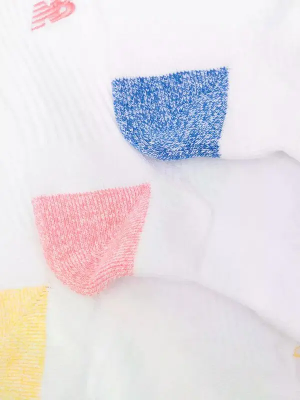 NEW BALANCE Ribbed Knit Striped Ankle Socks With Embroidered Logo