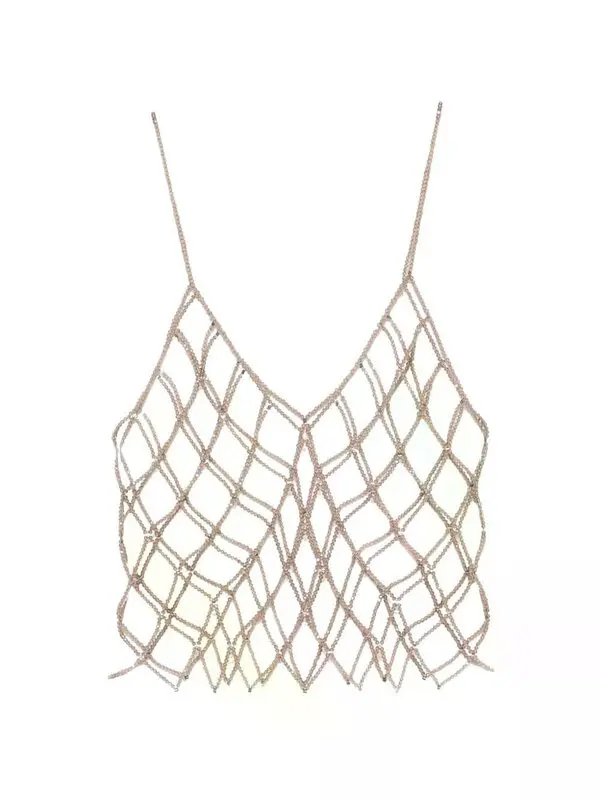 PANICALE Sleeveless Bead-embellished Top - Brown